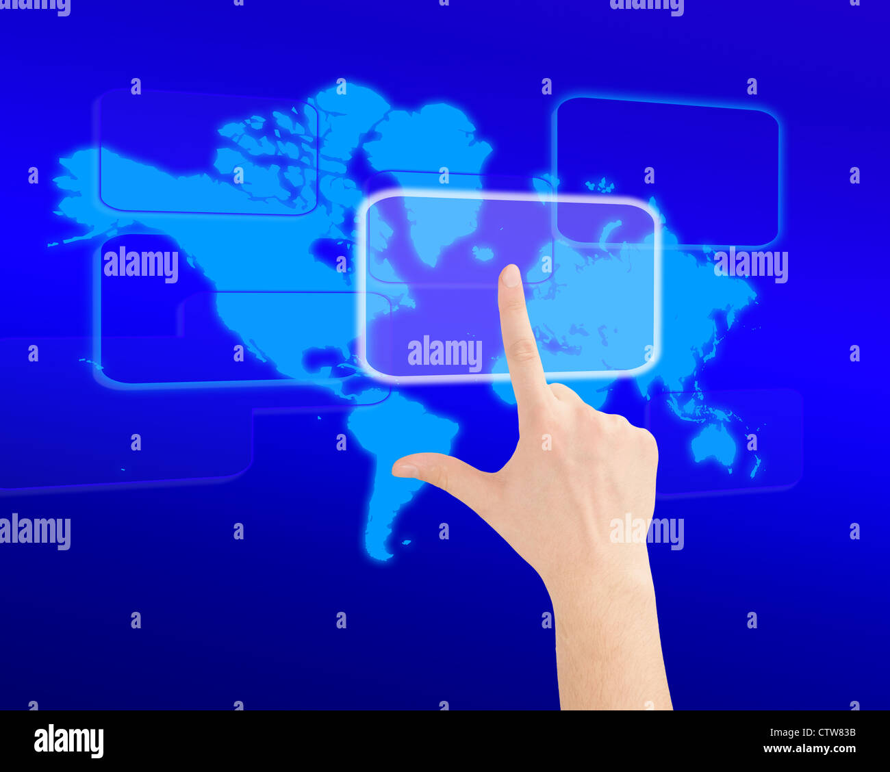 hand pressing a button on a touch screen interface Stock Photo - Alamy