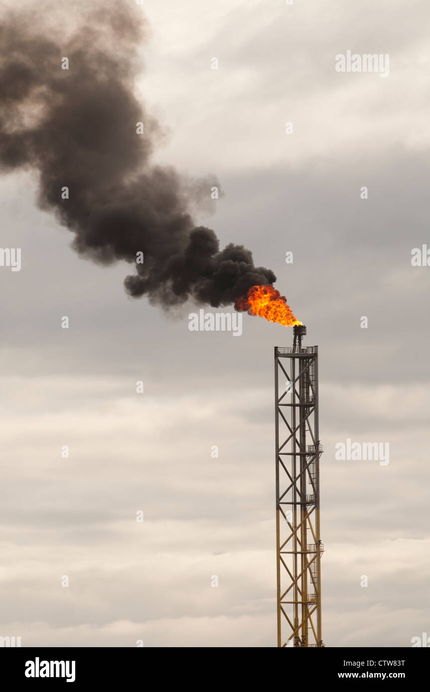 Detail of a Chimney (smoke pipe) of an Offshore FPSO oil rig. Smoke ...