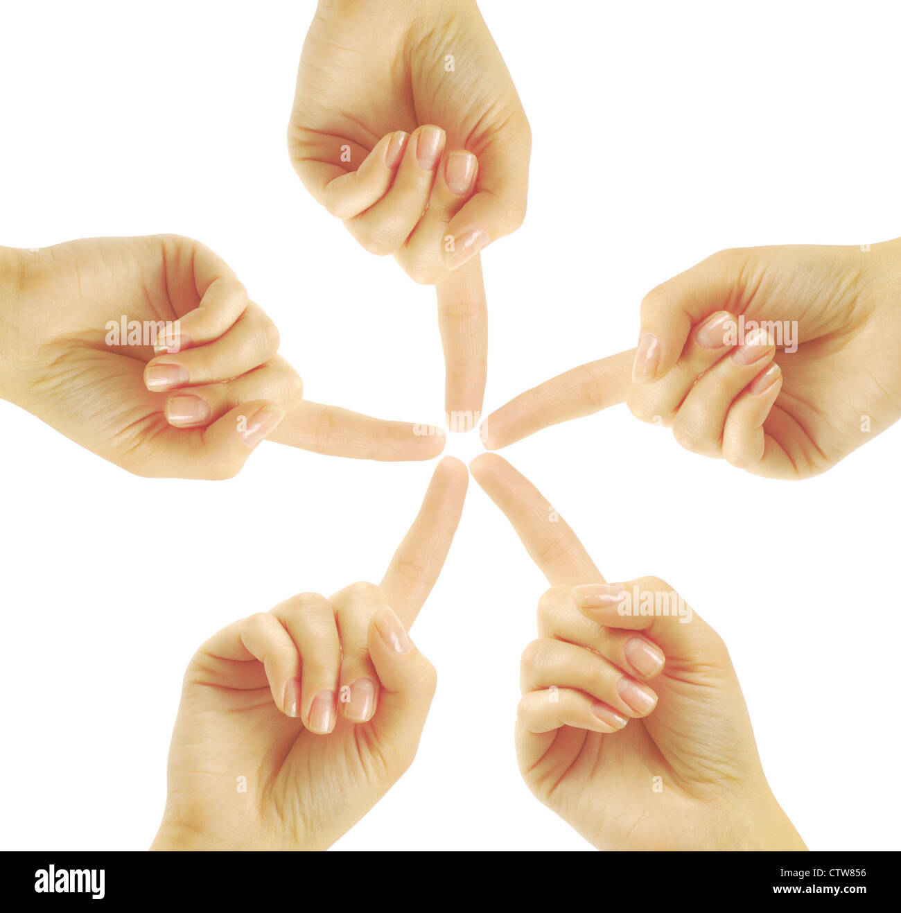 Hands of teamwork , forming the star shape Stock Photo - Alamy