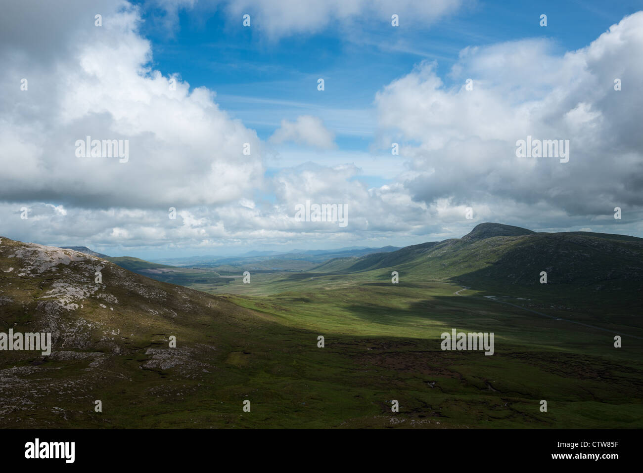View from Mount Errigal of the range of Derryveagh Mountains in ...