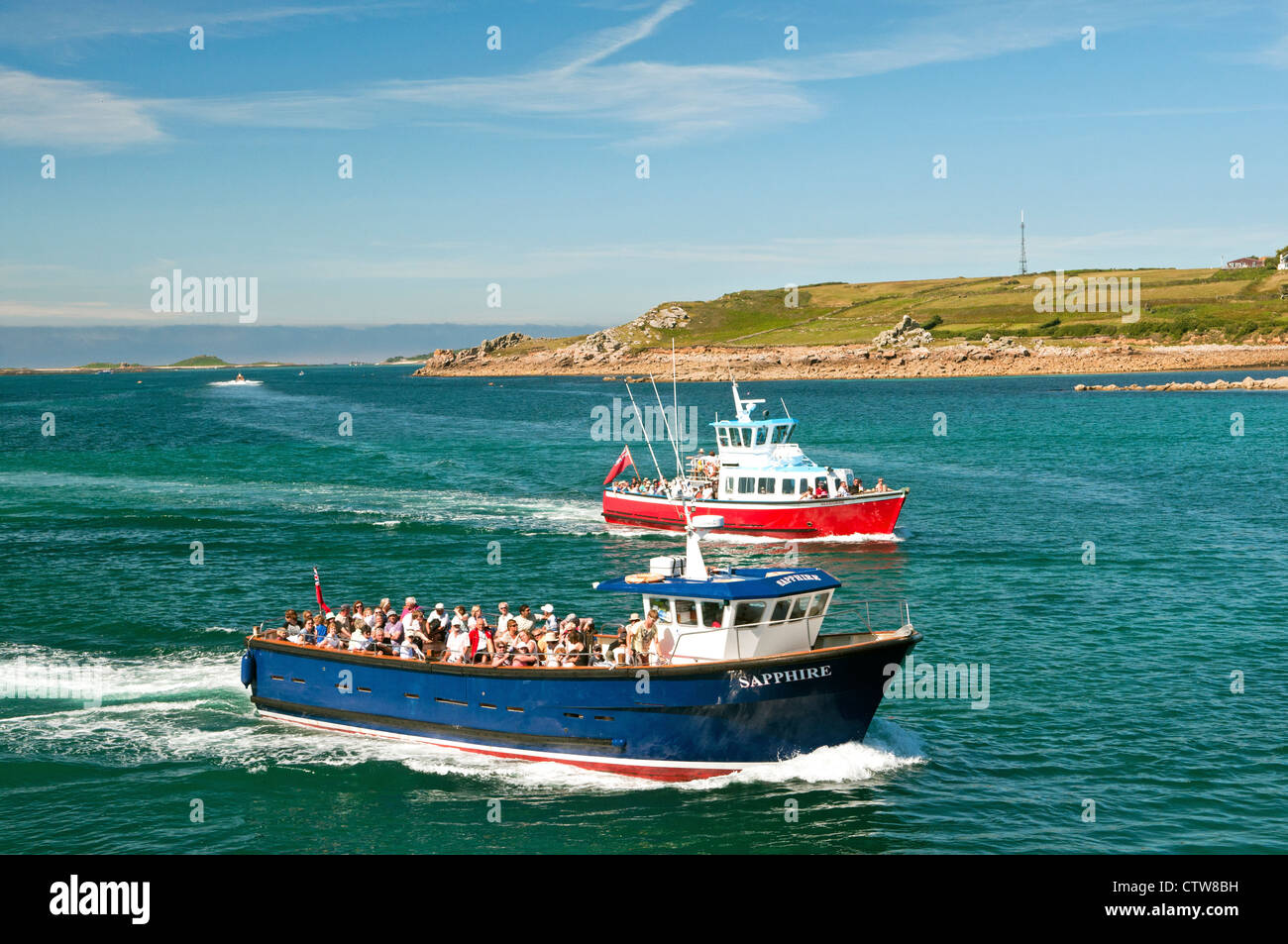 Passenger Boats returning to St Marys from the Off Islands, Isles of ...