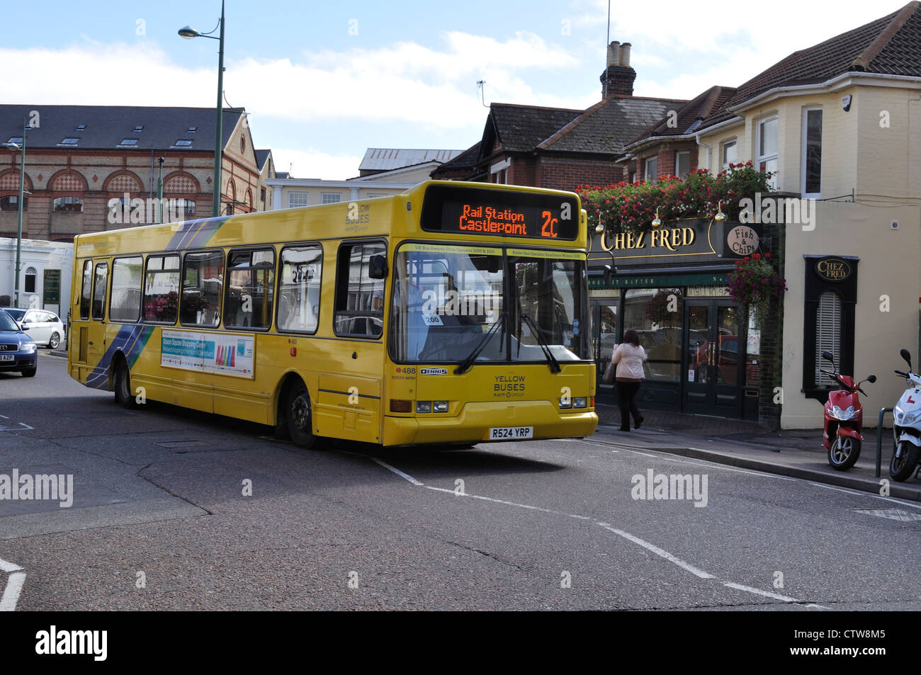 A Bournemouth Yellow Bus is seen in the suburb of Westbourne Stock ...
