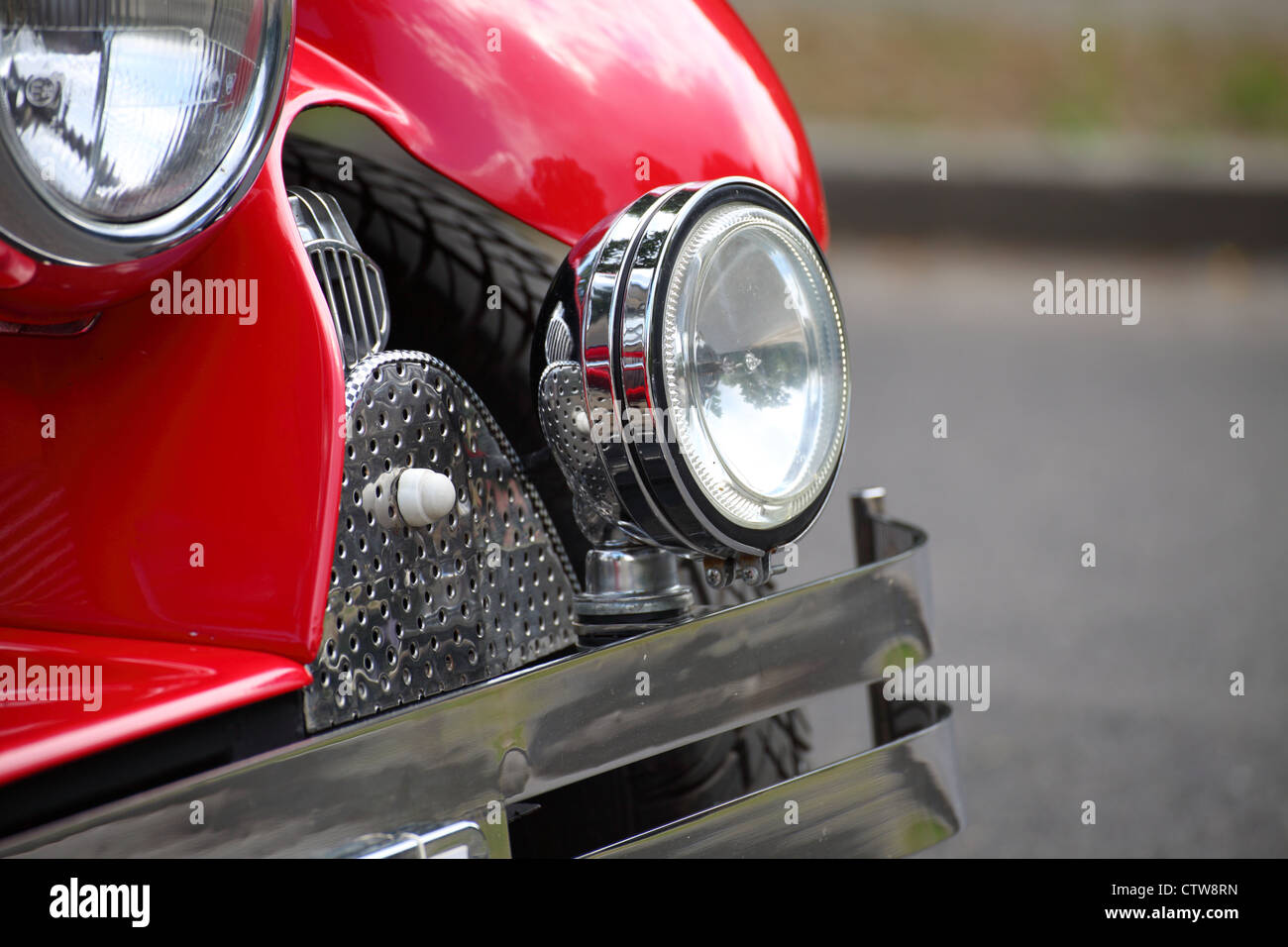 cropped image of a fully restored classic old car with lots of shiny ...