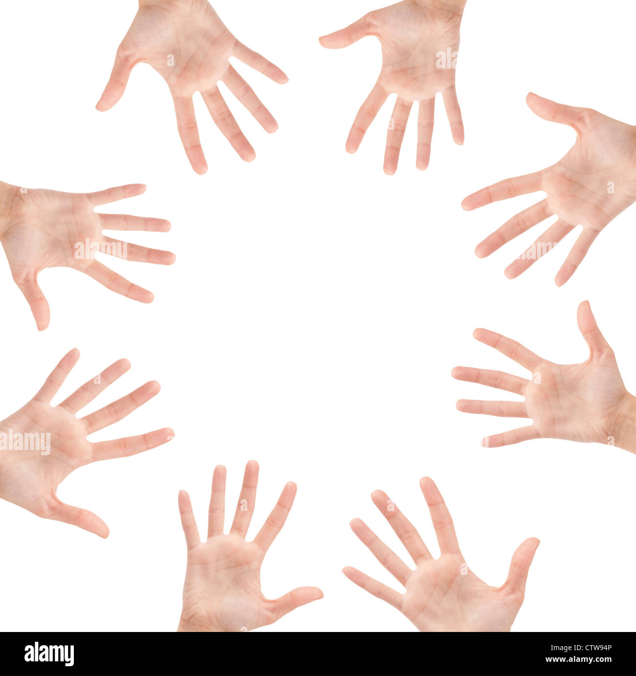 Circle made of hands isolated on white background Stock Photo - Alamy