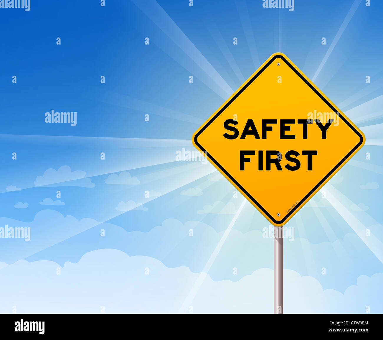 Safety First Danger Sign Stock Photo - Alamy
