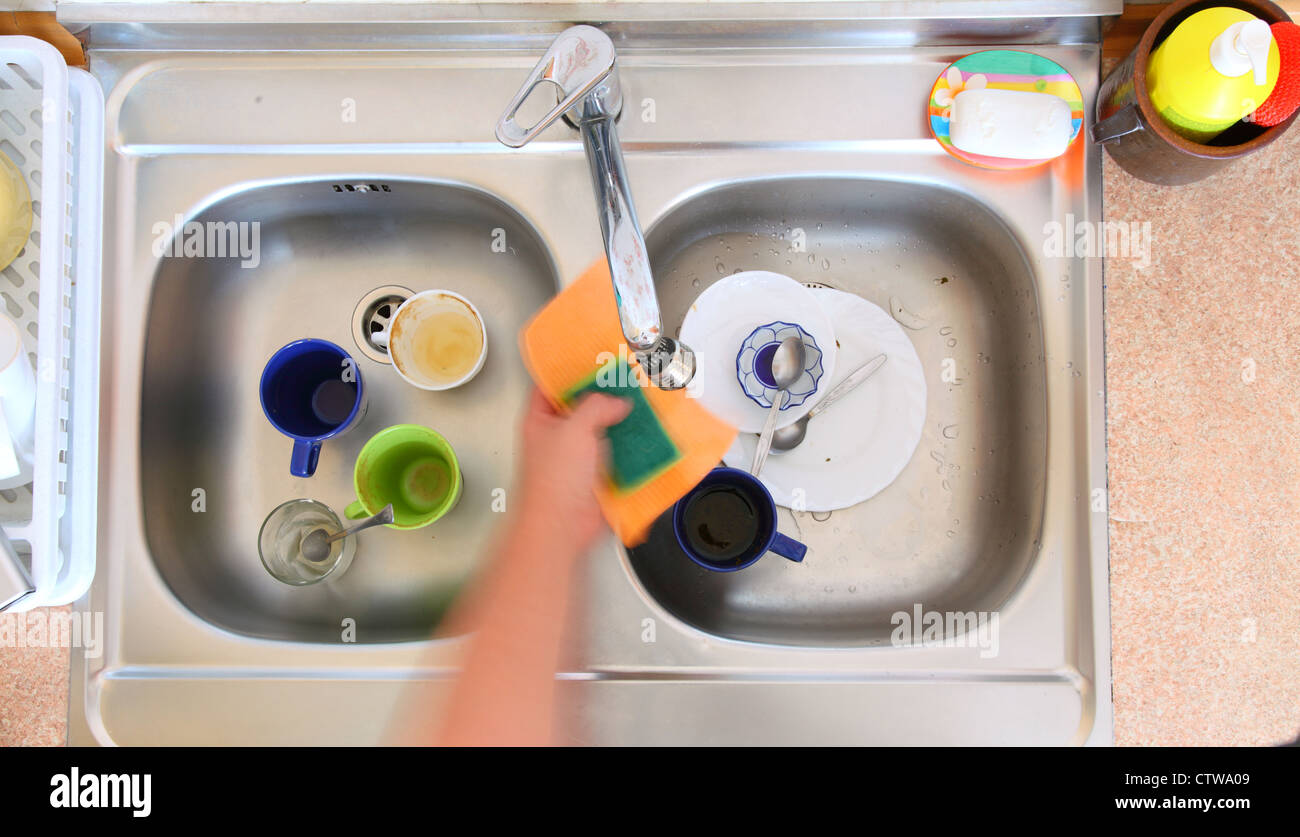 washing-up bowl in kitchen indoor cup Stock Photo - Alamy