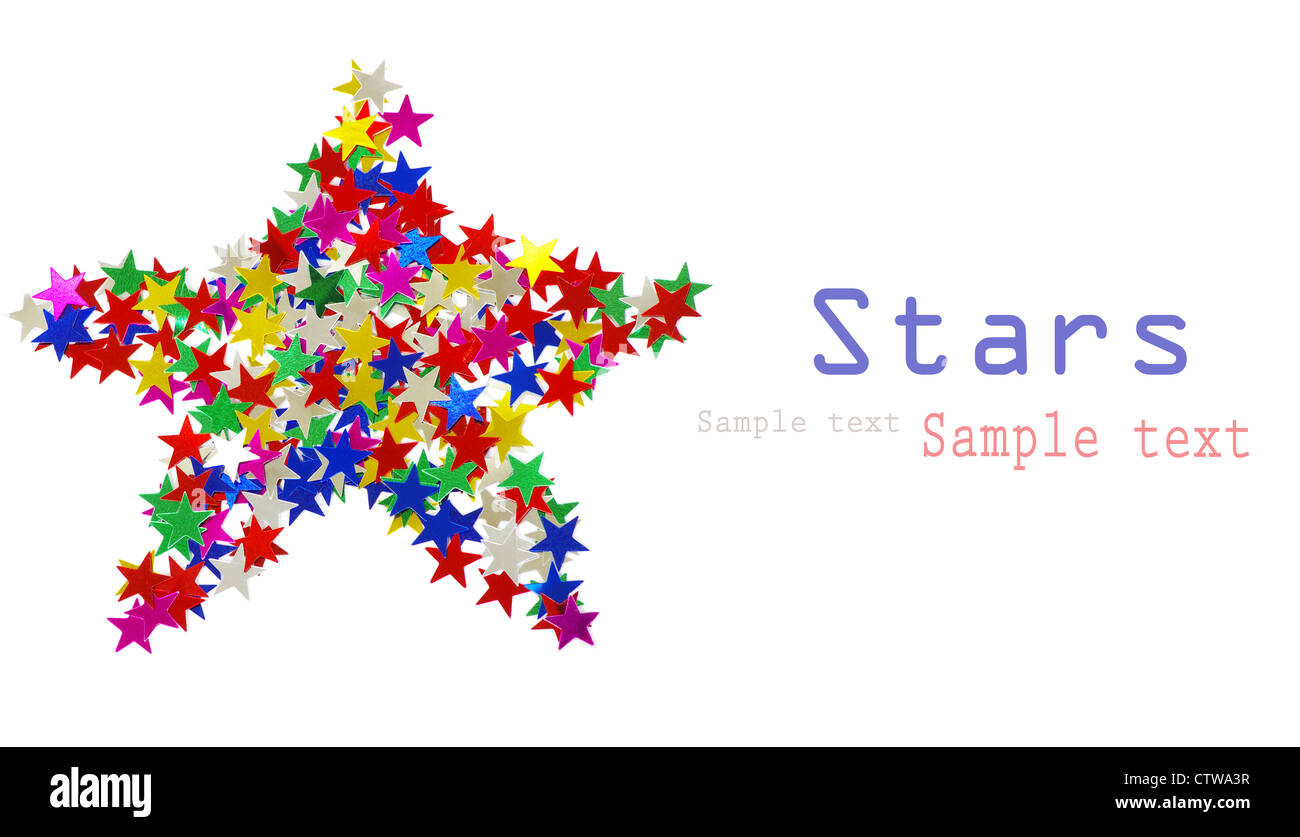 Big star composed of many colored stars on white Stock Photo - Alamy