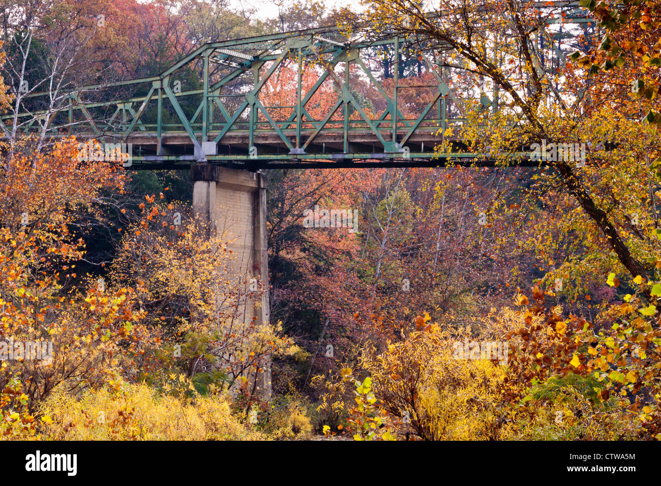 Bridge on Arkansas Scenic Highway 7 over the Buffalo River in autumn ...
