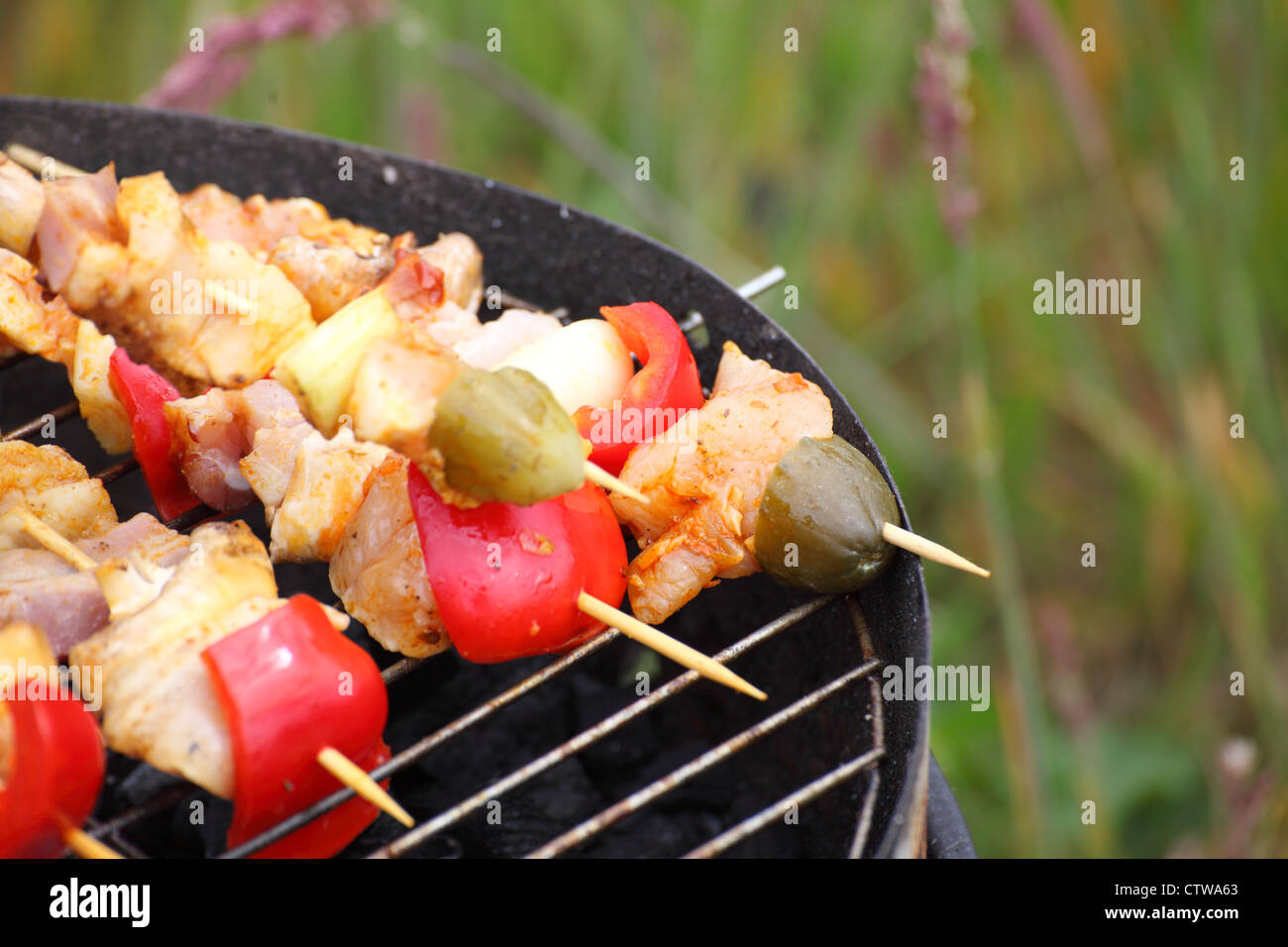 Barbecue with delicious grilled meat on grill BBQ Stock Photo - Alamy