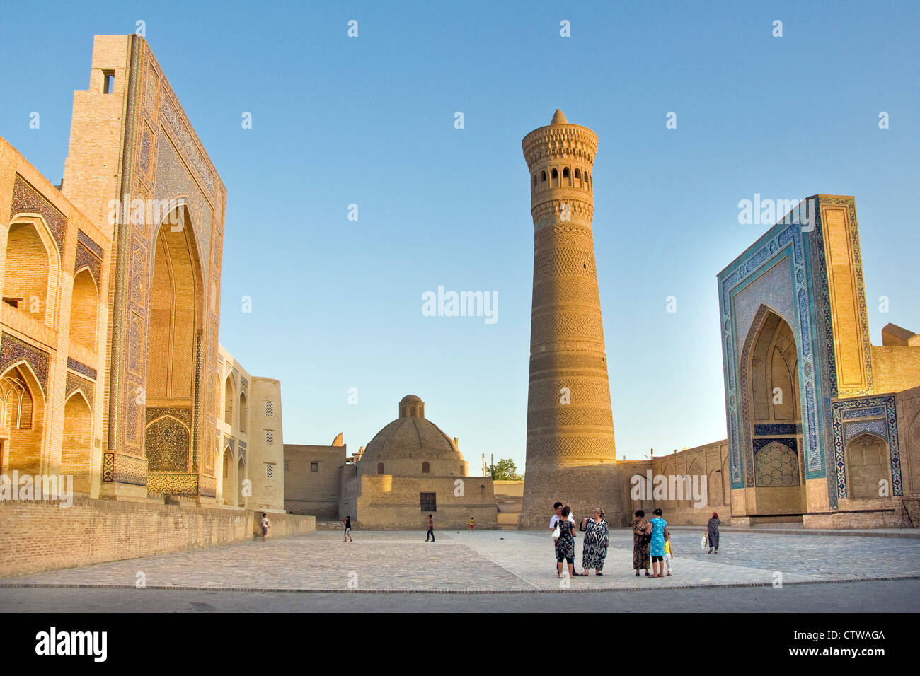 Uzbekistan, Bukhara, Mir I Arab madrasah and Kalon mosque Stock Photo - Alamy