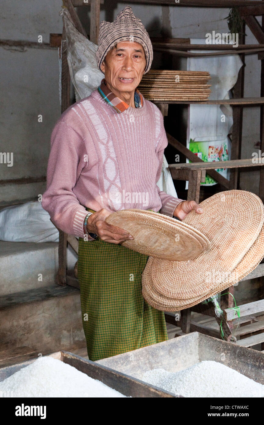 Myanmar, Burma. Rice Vendor, Bagan Market Stock Photo - Alamy