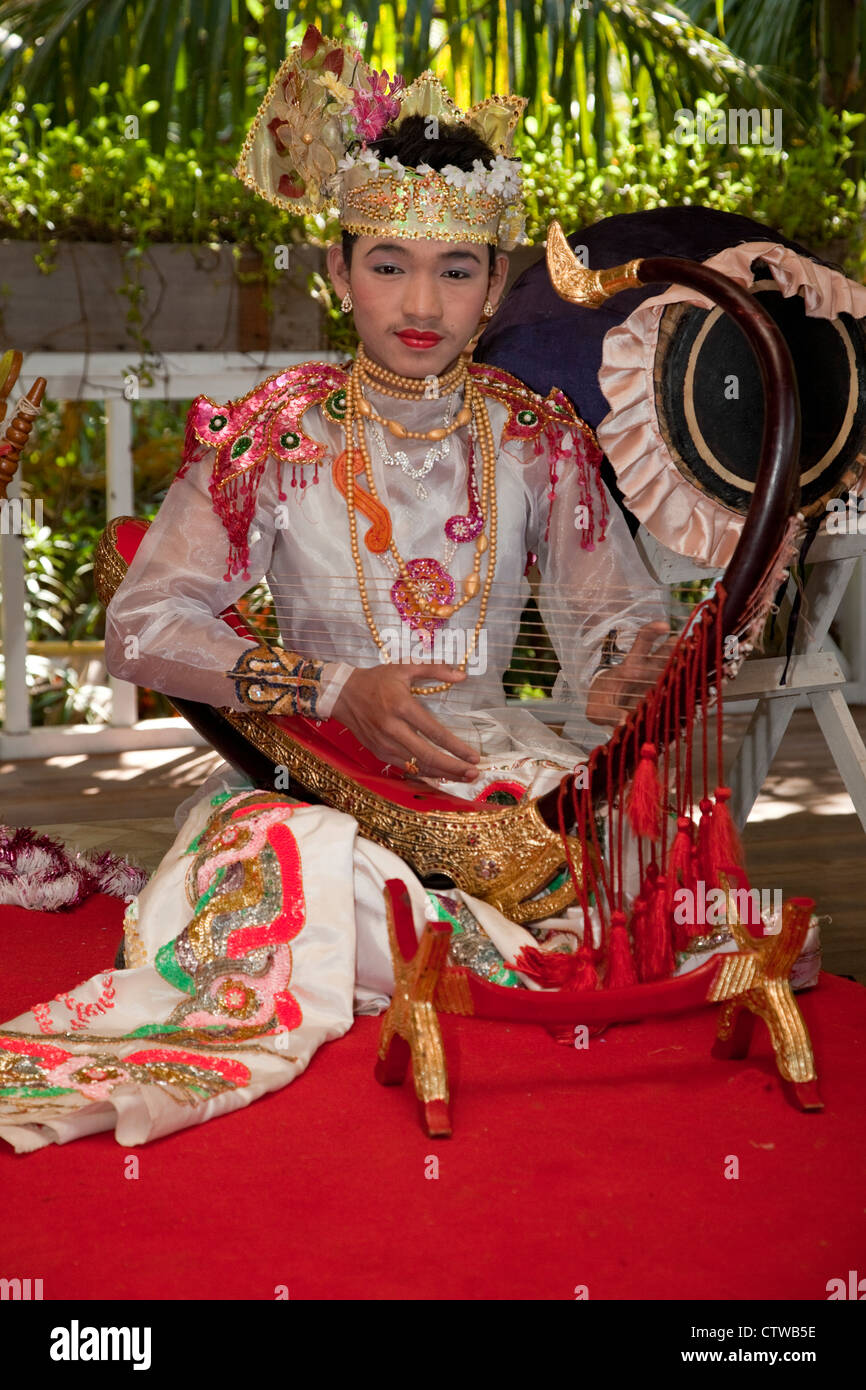 Myanmar, Burma. Bagan. Traditional Burmese Musician Playing the Bent ...