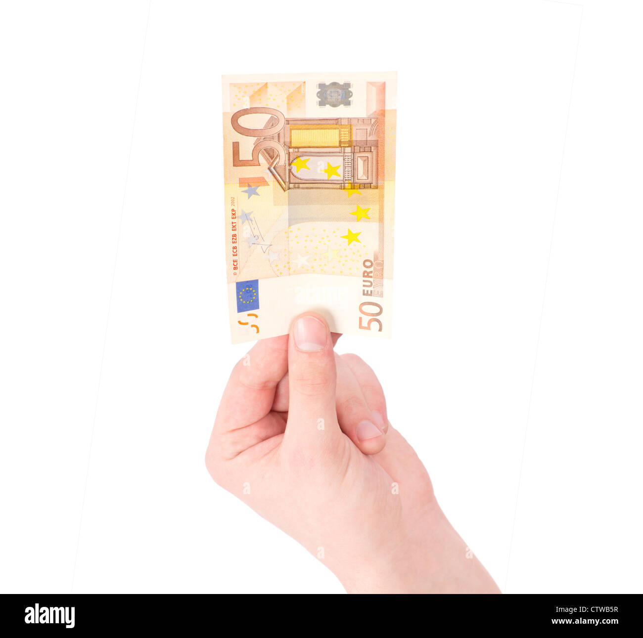 Money (Euro) in a hand isolated on white Stock Photo - Alamy