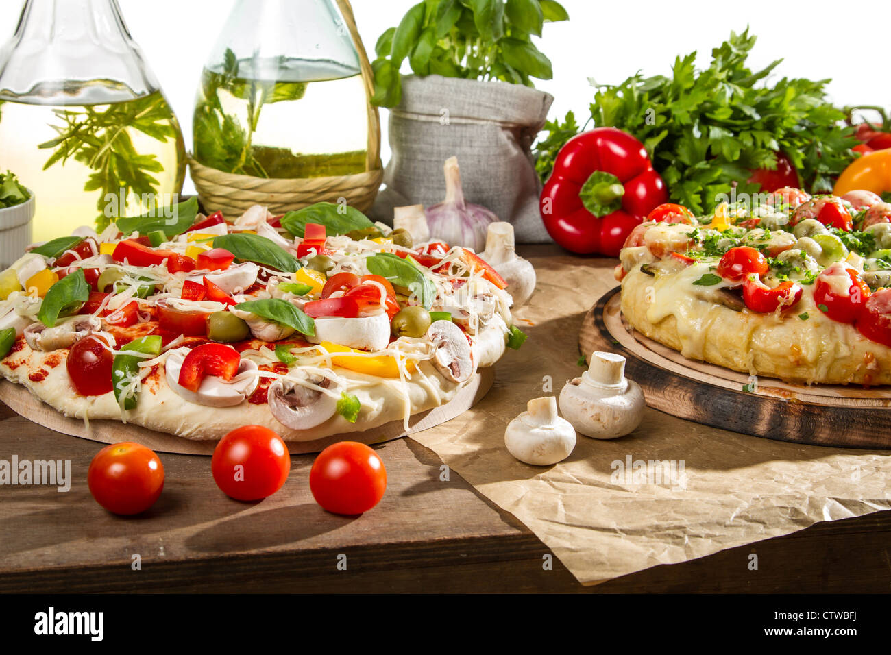 Preparations for baking pizza Stock Photo - Alamy