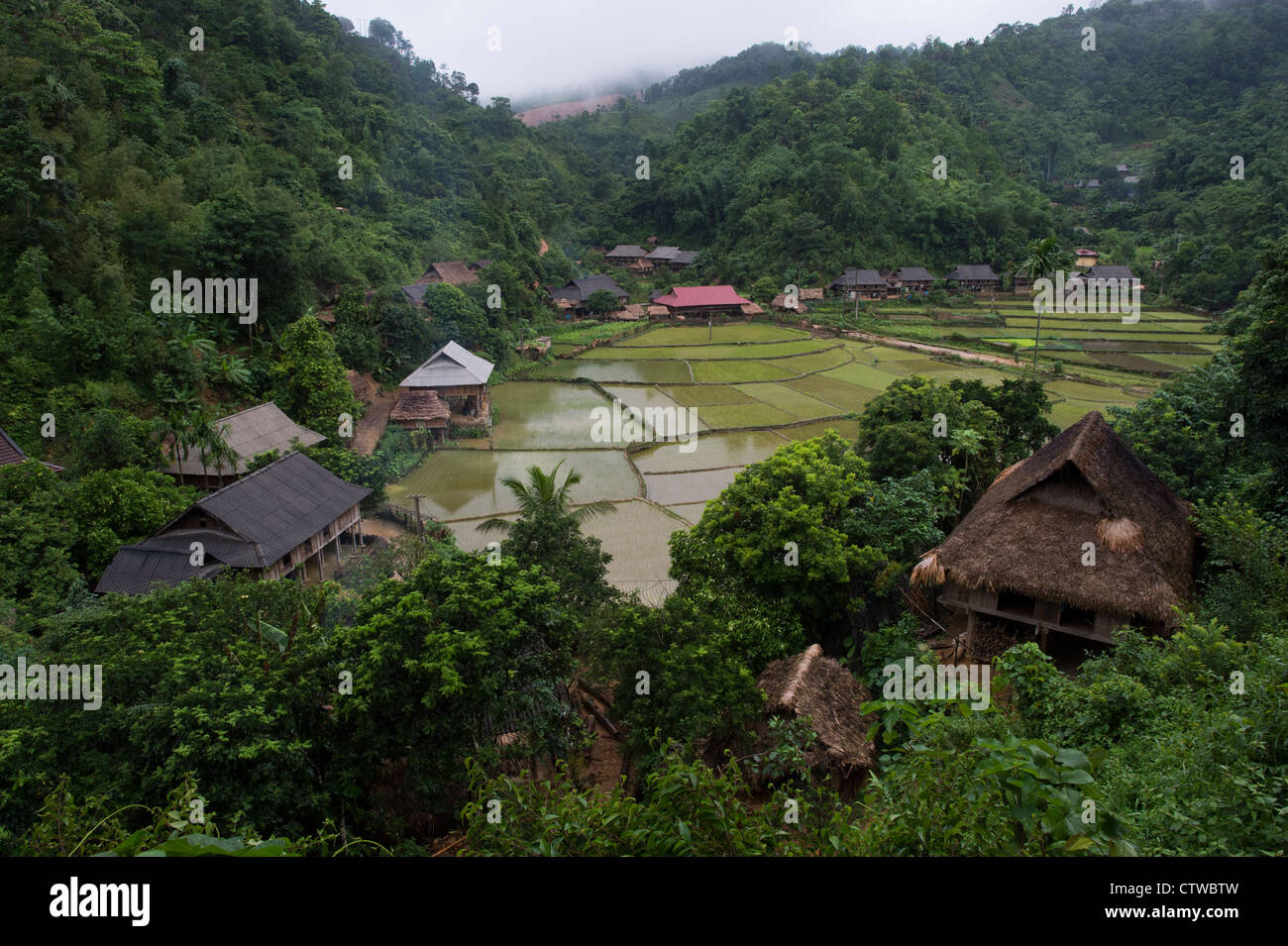 View of Kho Muong village in North West Vietnam. Located close to Mai ...