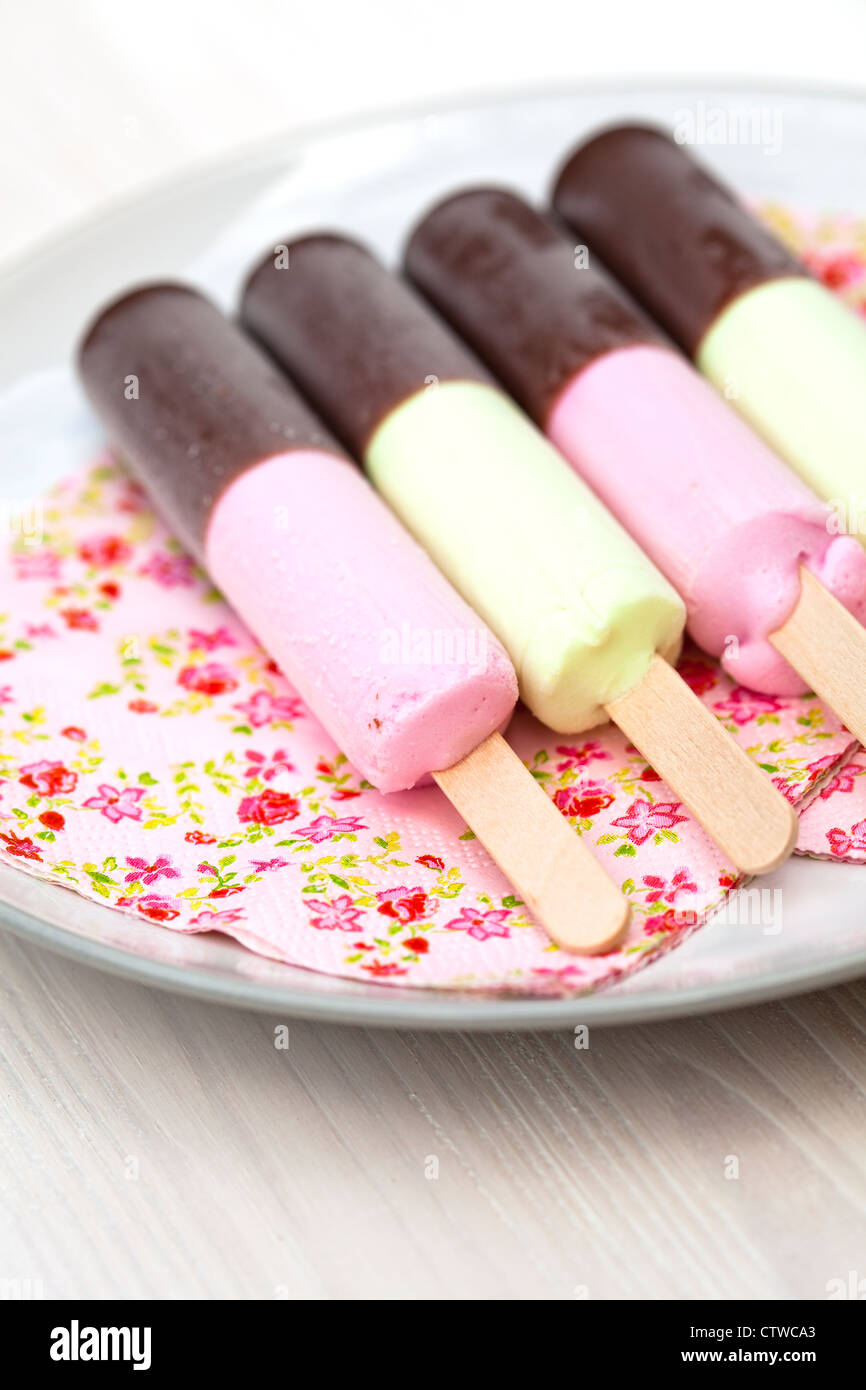 Close-up of delicious ice-cream sticks with chocolate coating Stock ...