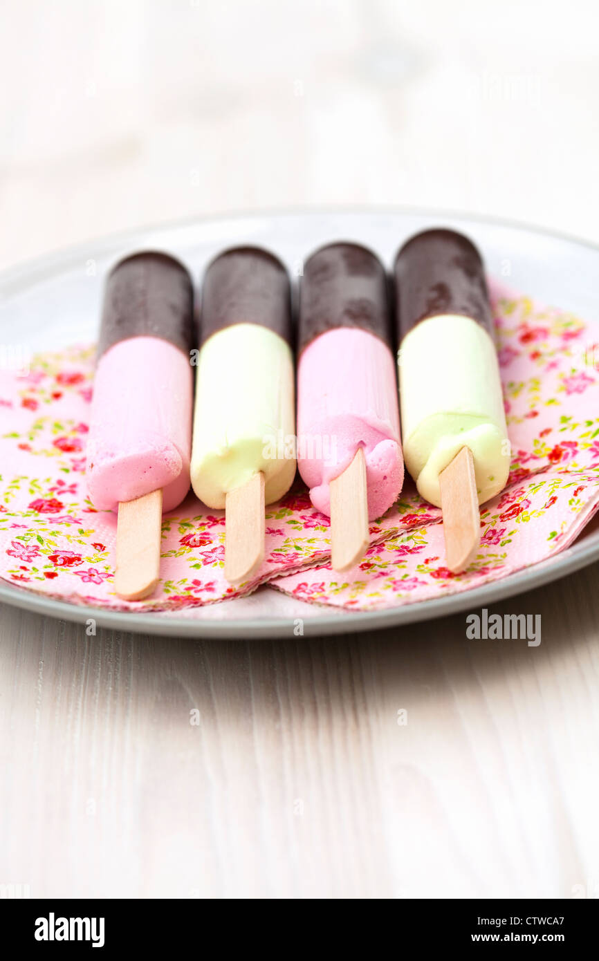 Close-up of delicious ice-cream sticks with chocolate coating Stock ...