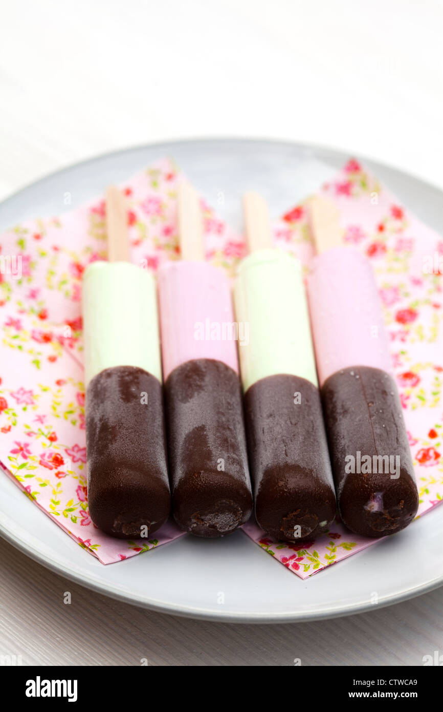 Close-up of delicious ice-cream sticks with chocolate coating Stock ...