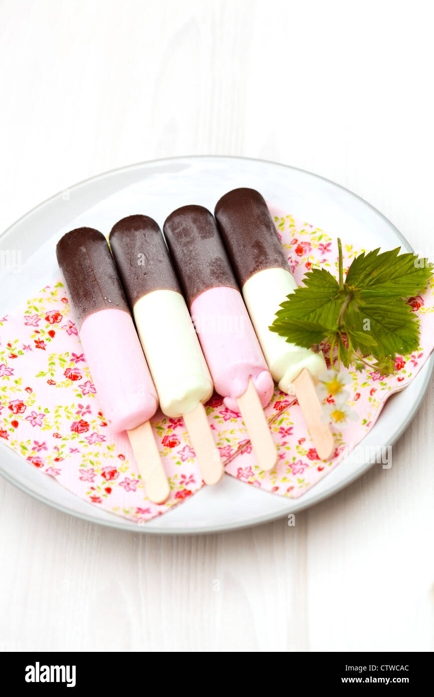 Close-up of delicious ice-cream sticks with chocolate coating Stock ...