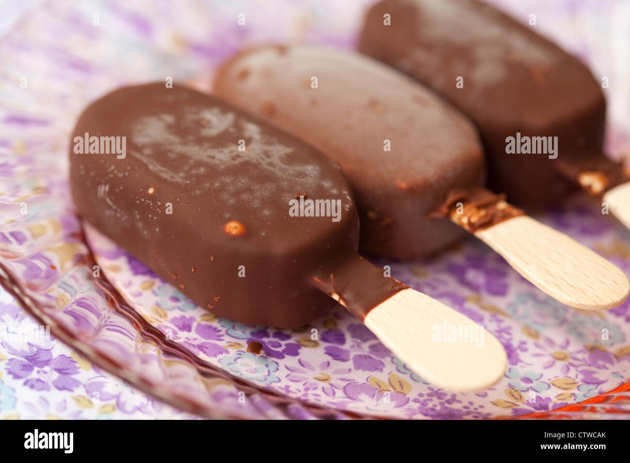Close-up of delicious ice-cream sticks with chocolate coating Stock ...