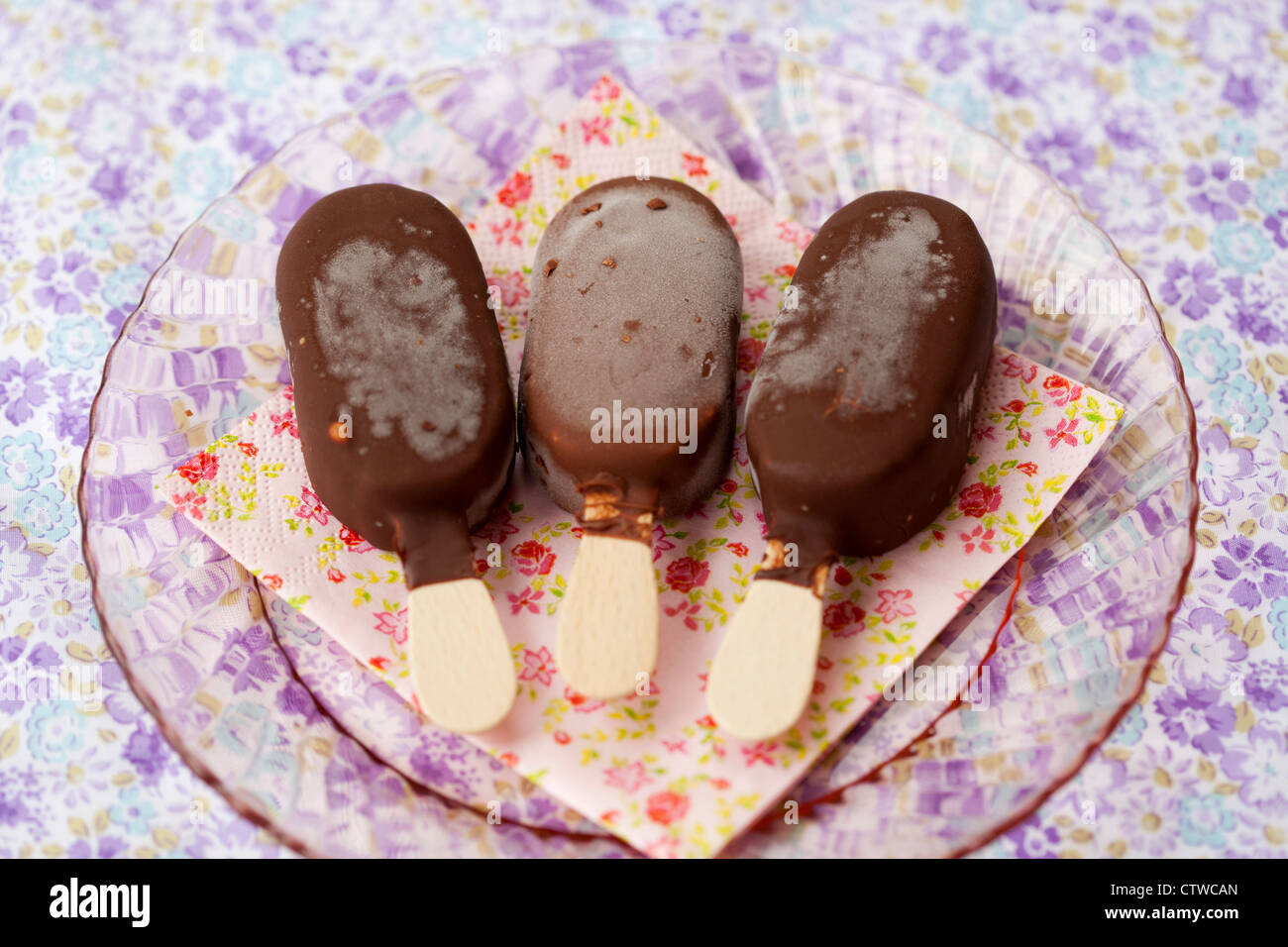 Close-up of delicious ice-cream sticks with chocolate coating Stock ...
