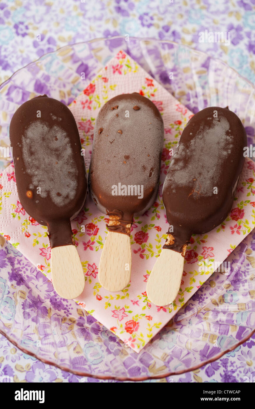 Close-up of delicious ice-cream sticks with chocolate coating Stock ...
