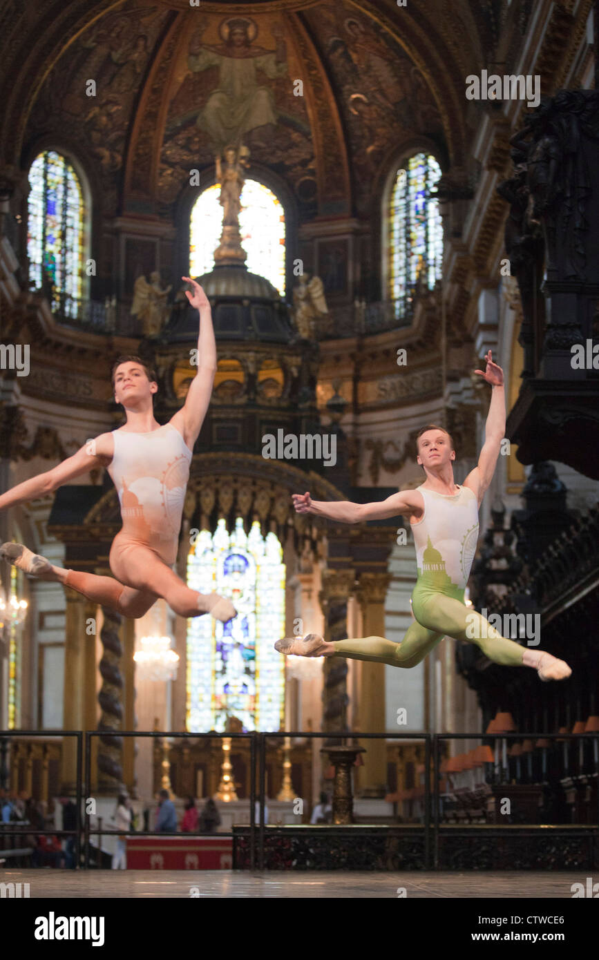 Dancers from English National Ballet at a dress rehearsal on a stage ...