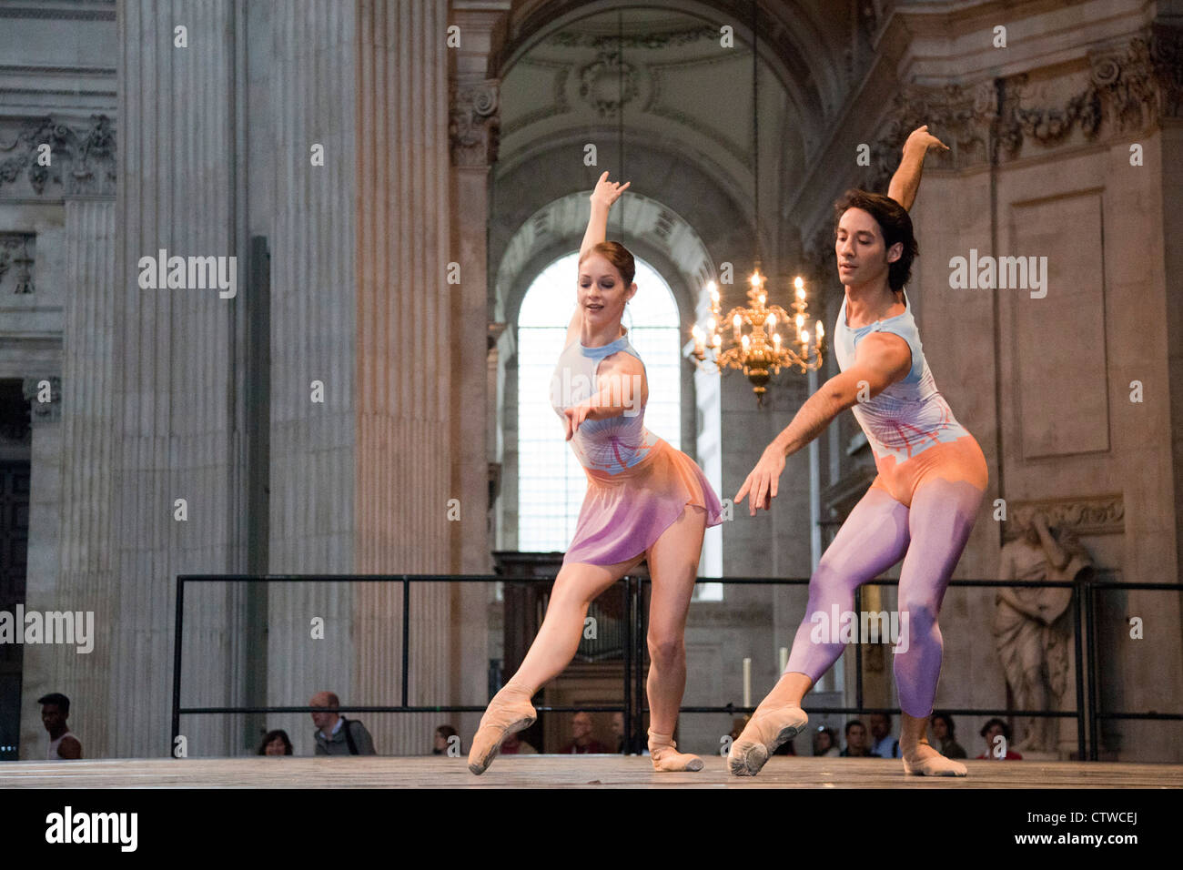 Dancers from English National Ballet at a dress rehearsal on a stage ...