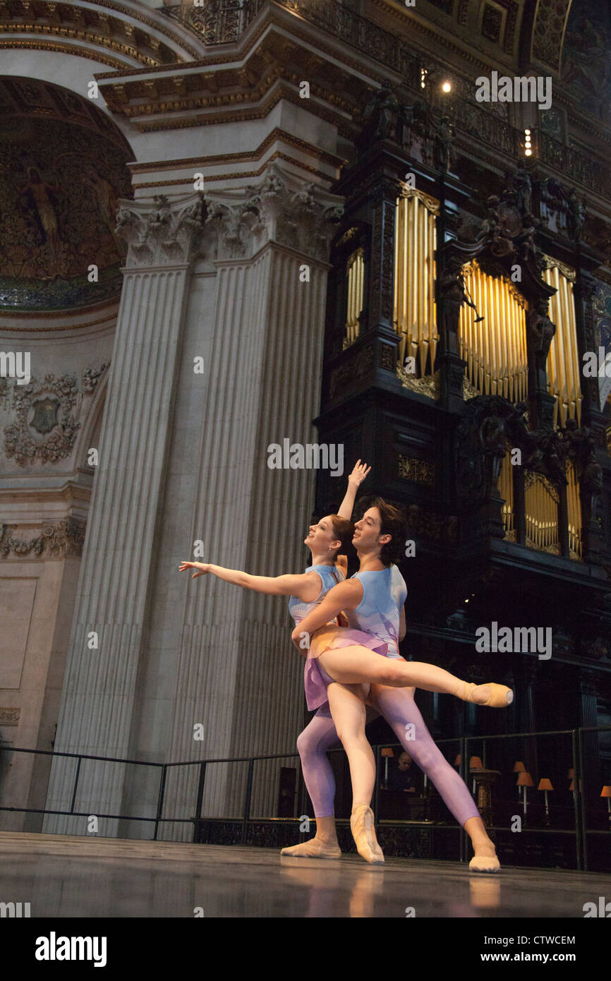Dancers from English National Ballet at a dress rehearsal on a stage ...
