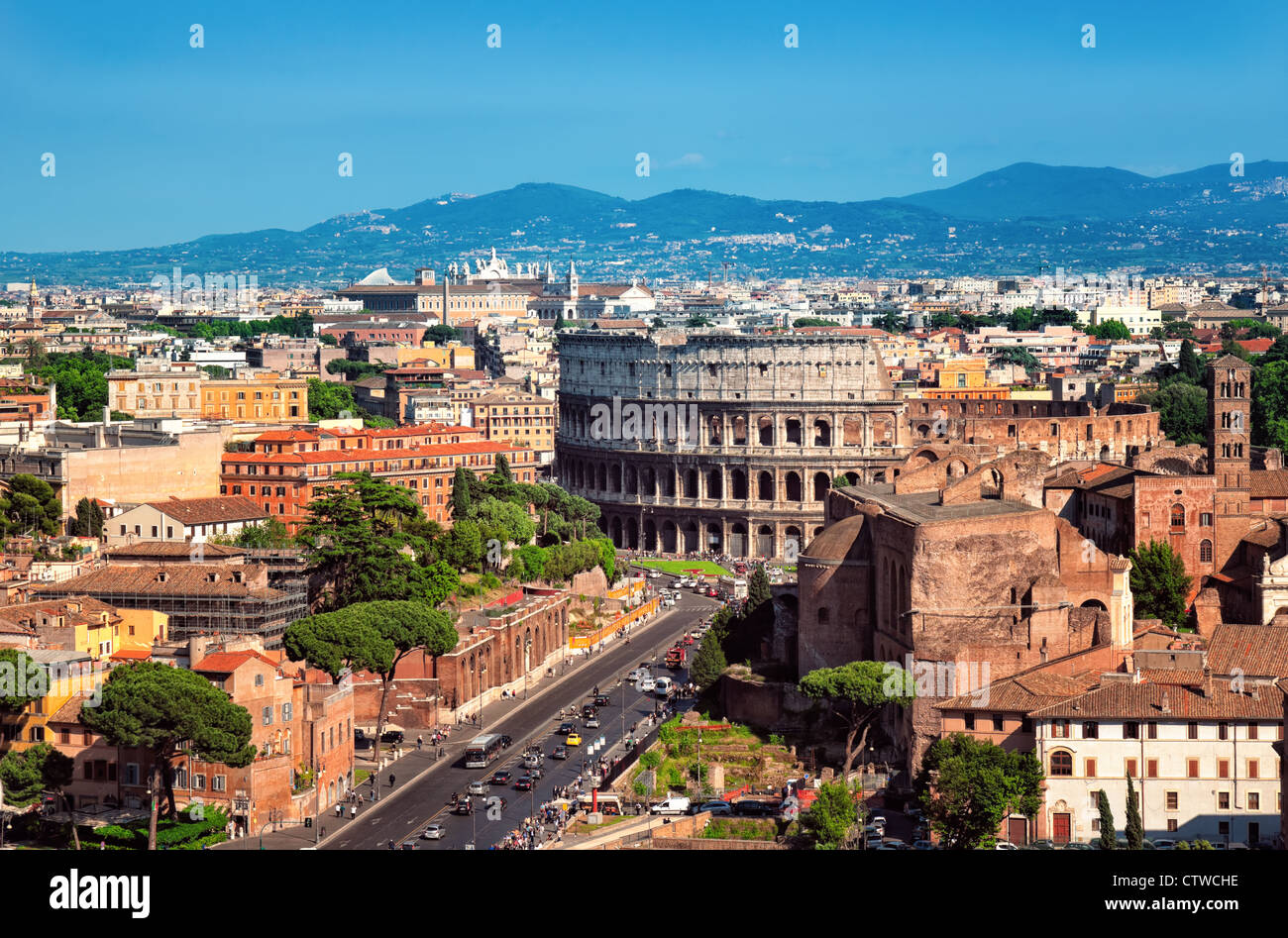 Ariel view of The Colosseum in Rome Stock Photo - Alamy