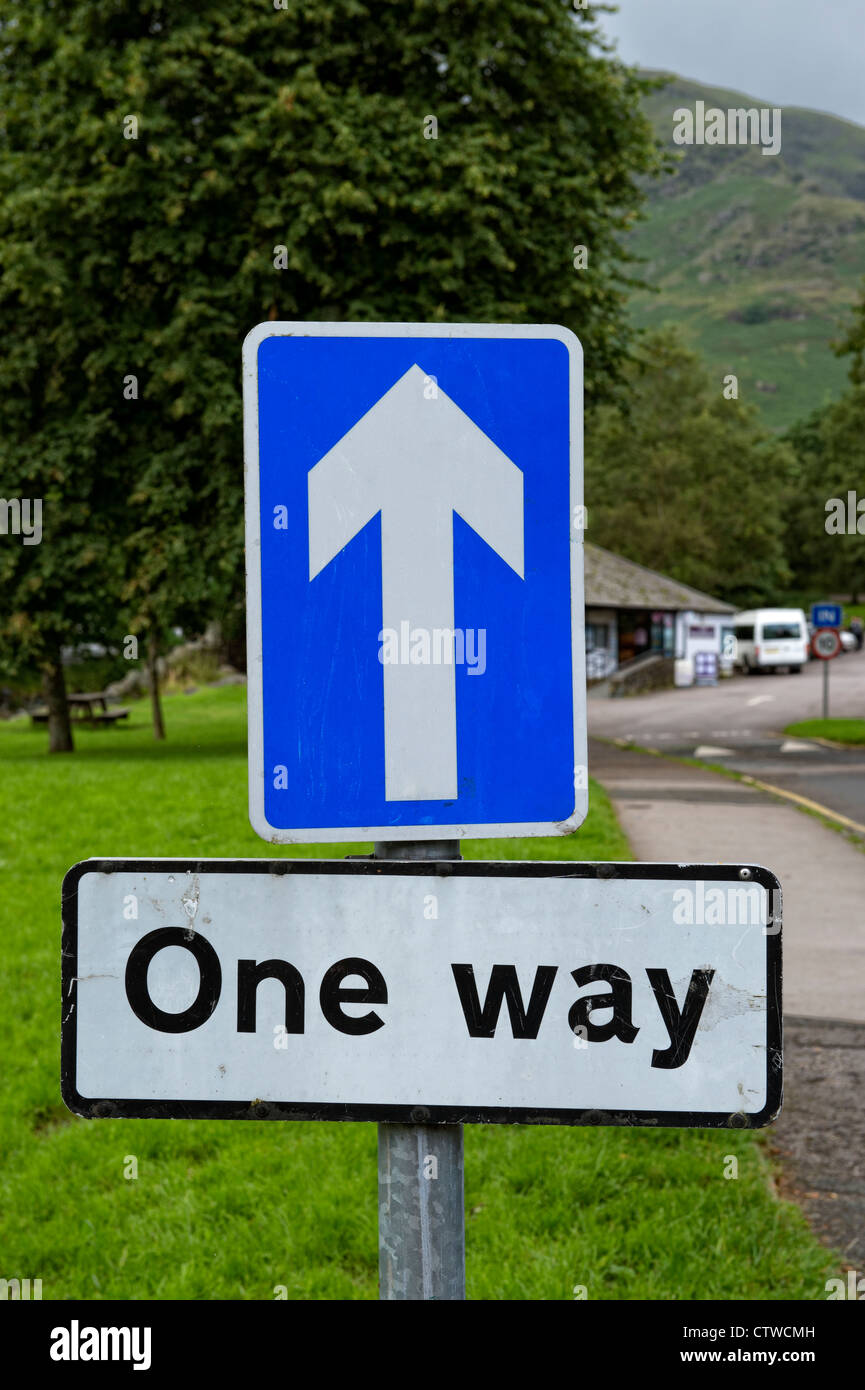 One Way road sign Stock Photo - Alamy