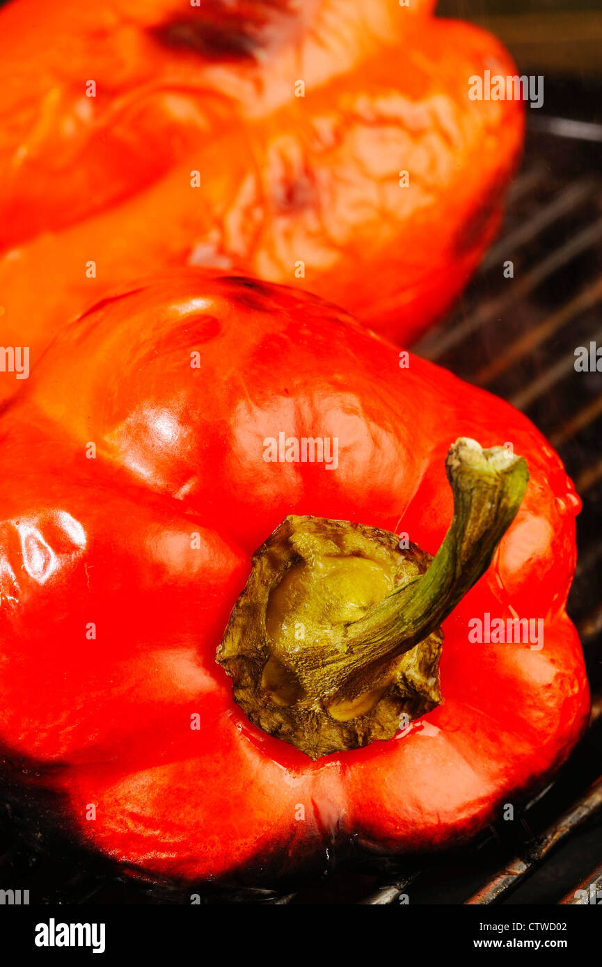 grilling red peppers Stock Photo - Alamy