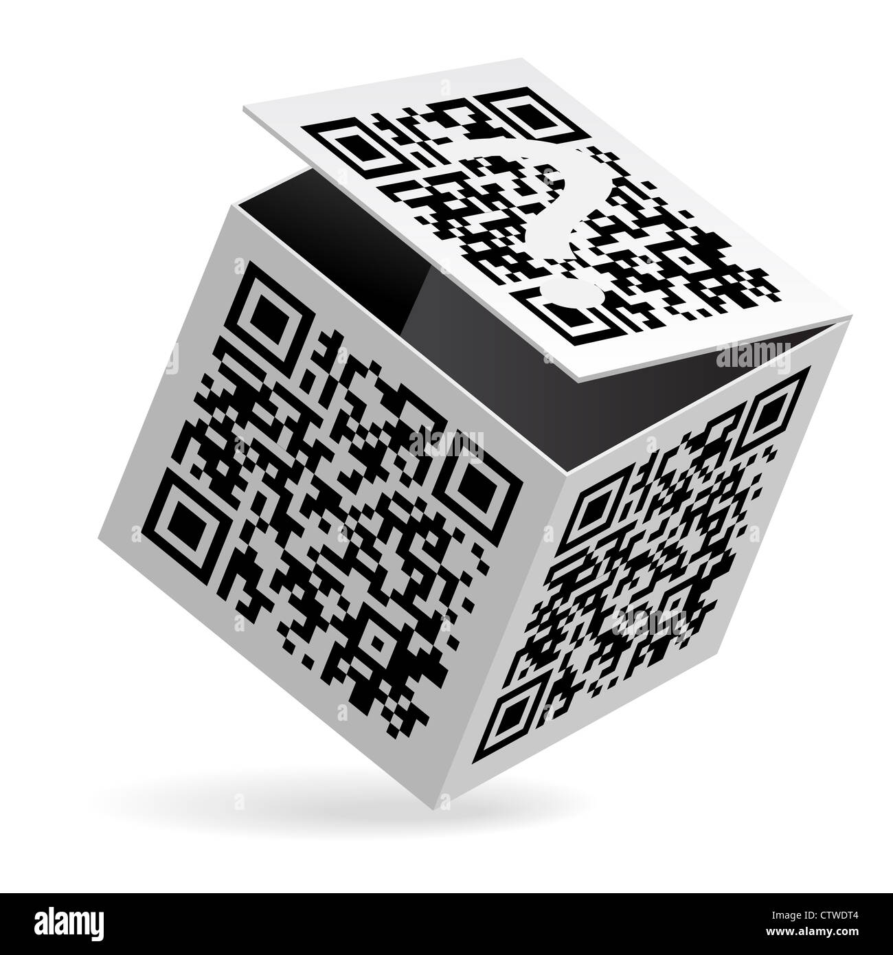 Illustration of QR code on open White Box Stock Photo - Alamy