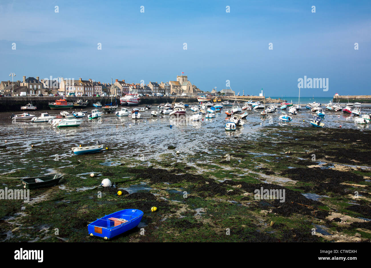 France, Normandy, Barfleur, view of the harbor at low tide Stock Photo ...