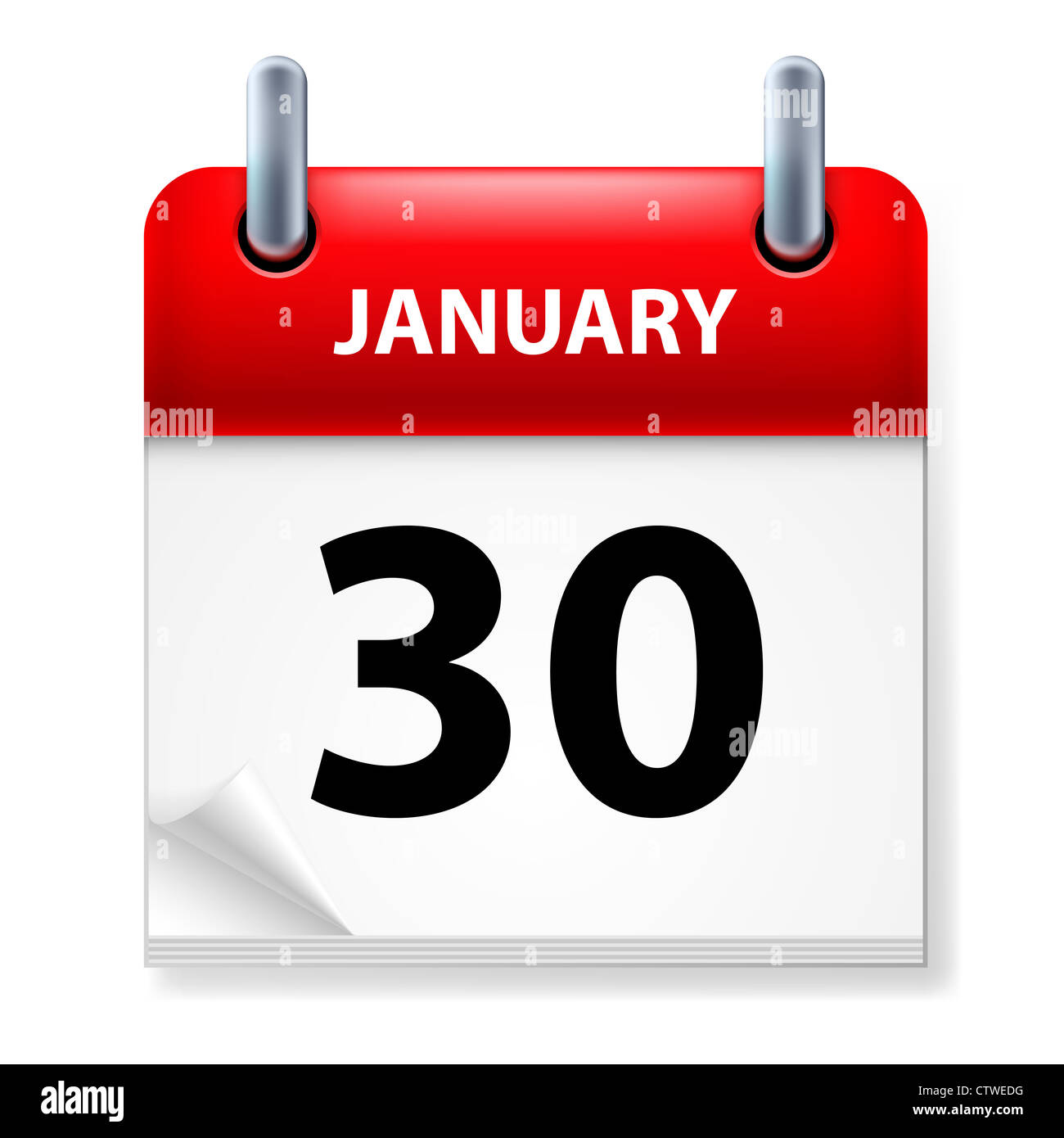Thirtieth January in Calendar icon on white background Stock Photo - Alamy