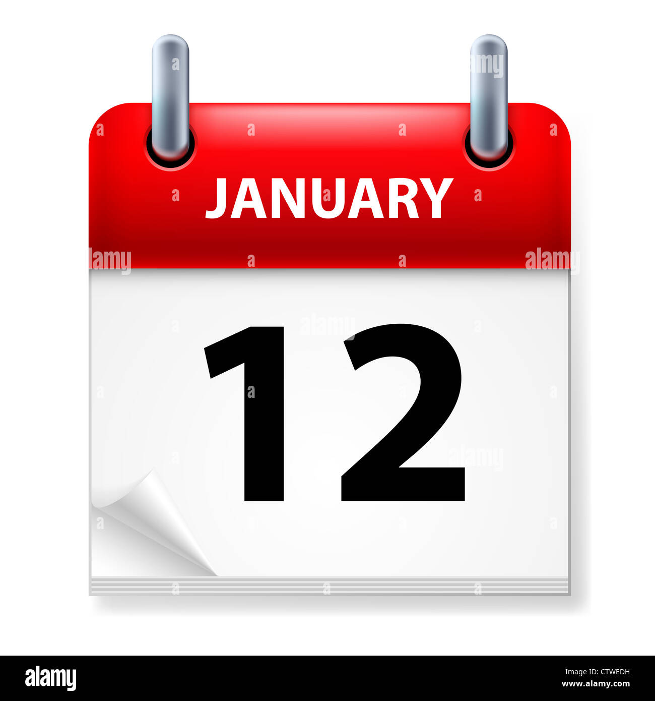 Twelfth January in Calendar icon on white background Stock Photo - Alamy