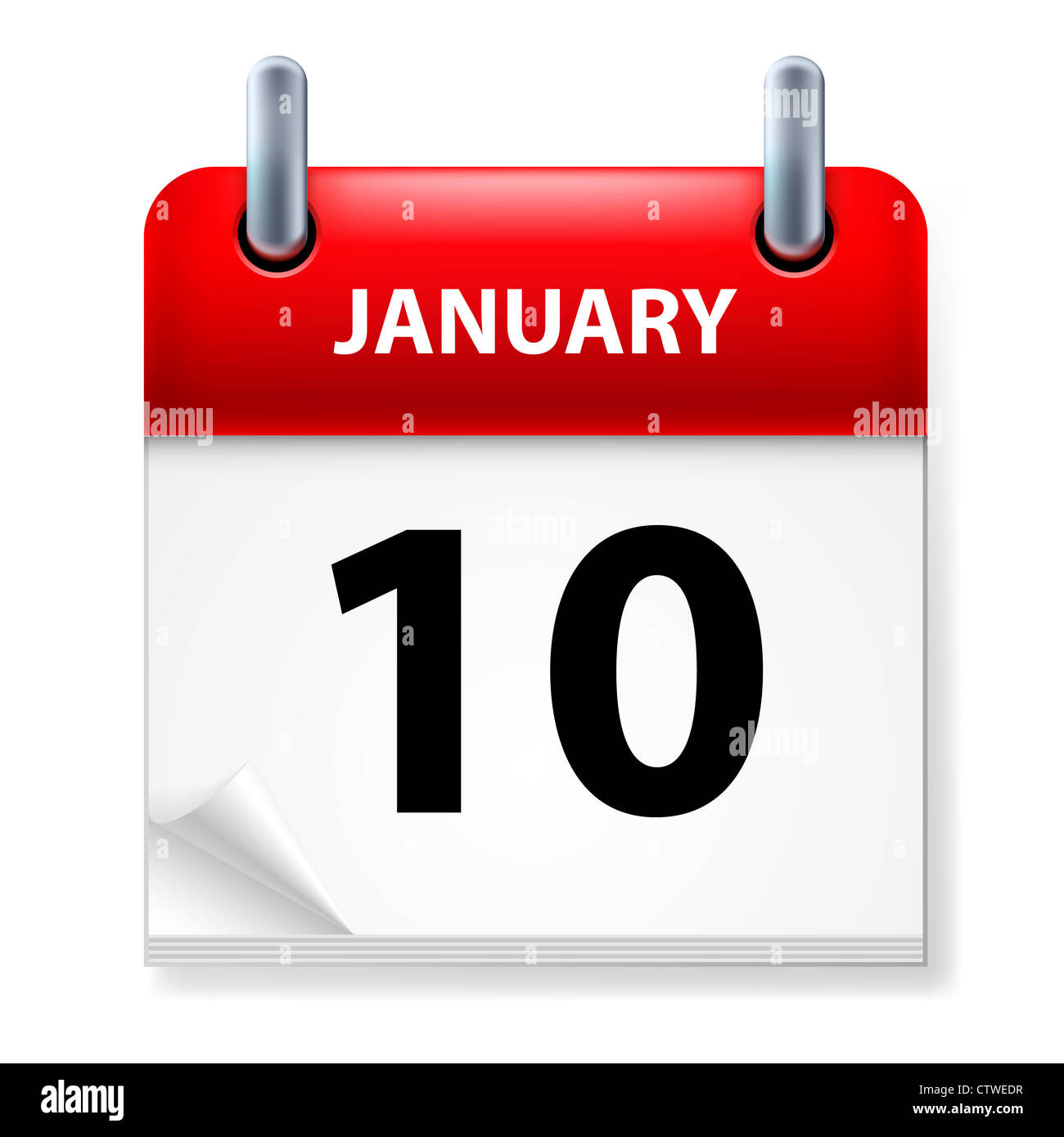 Tenth January in Calendar icon on white background Stock Photo - Alamy