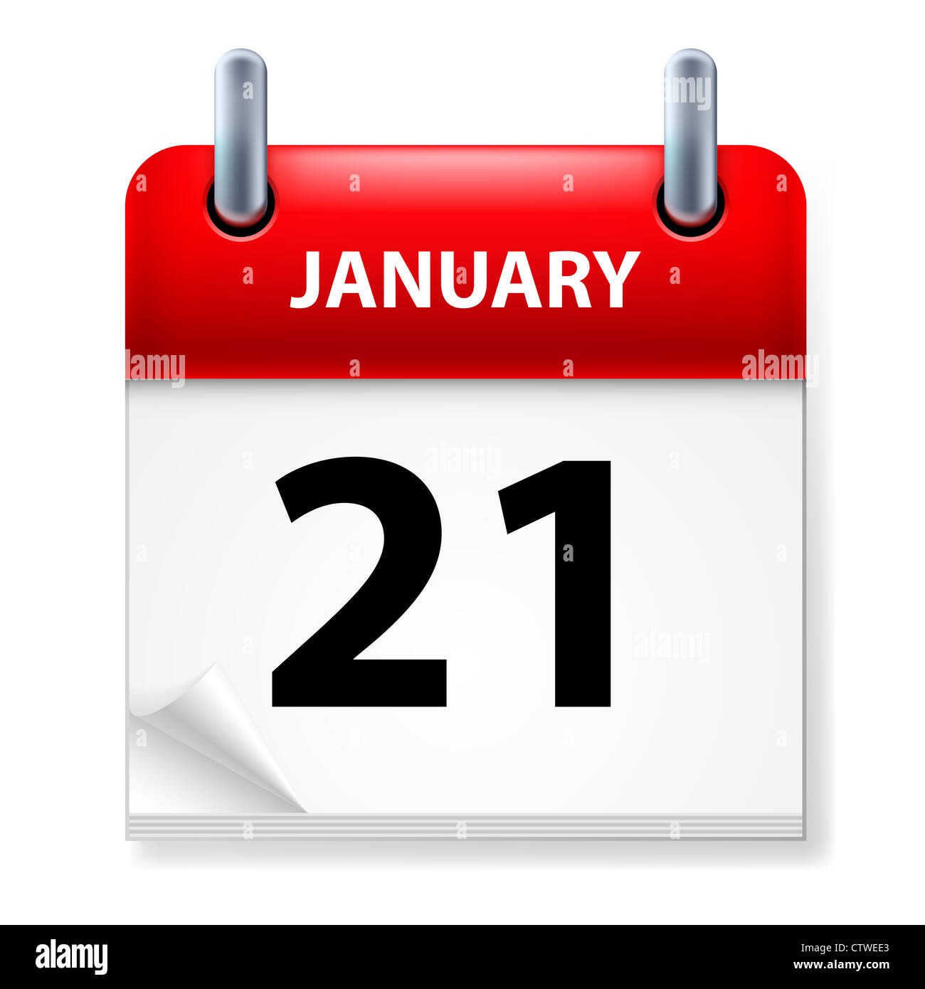 Twenty-first January in Calendar icon on white background Stock Photo ...
