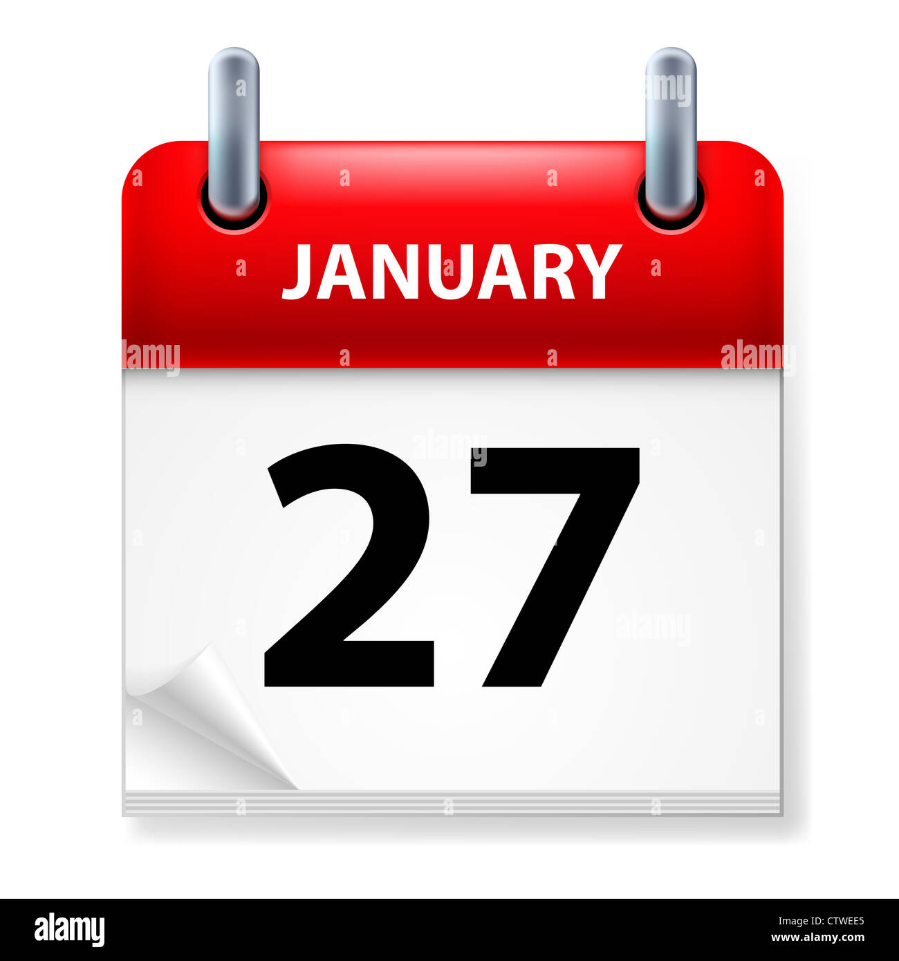 Twenty-seventh January in Calendar icon on white background Stock Photo ...