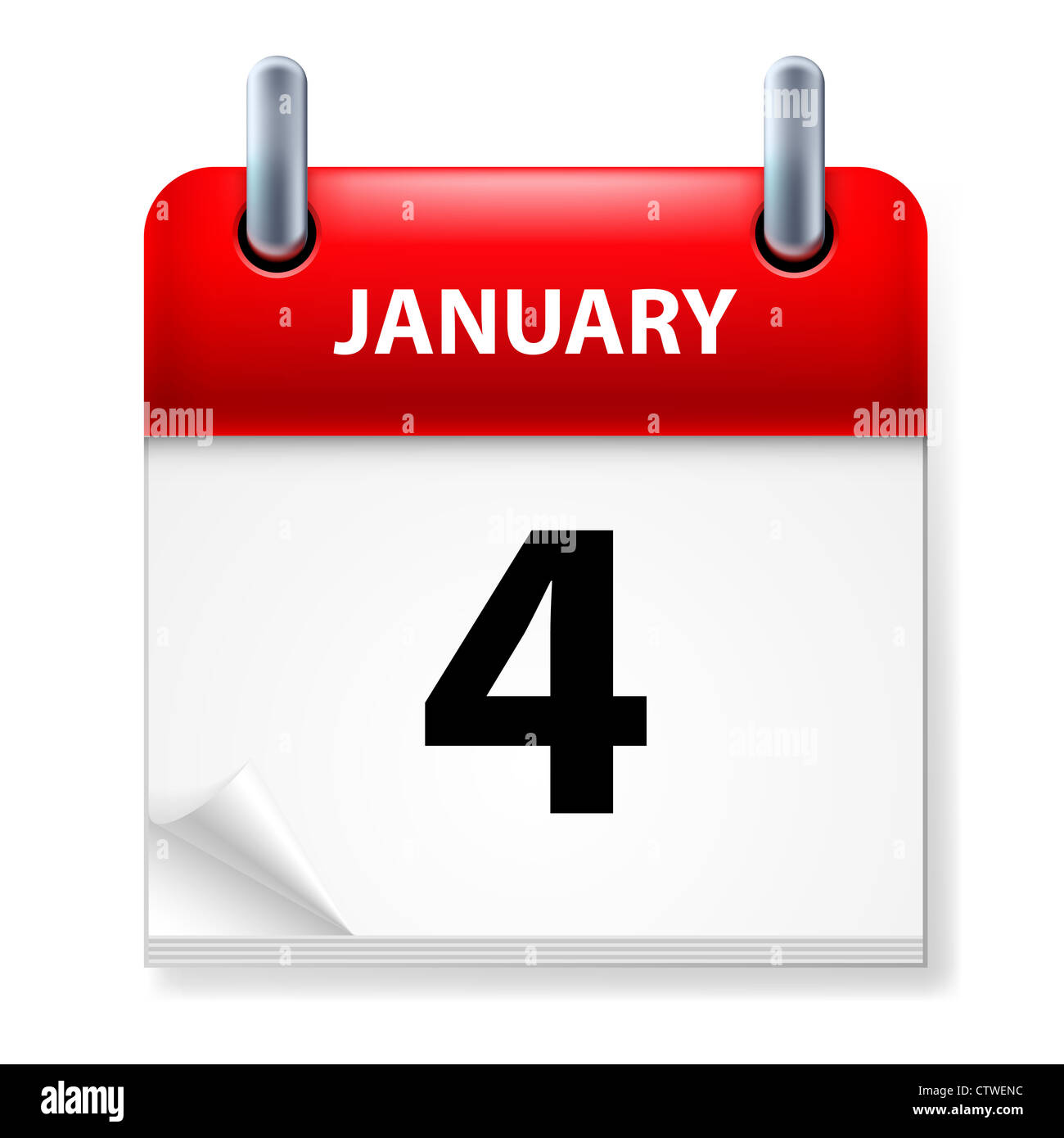 Fourth January in Calendar icon on white background Stock Photo - Alamy