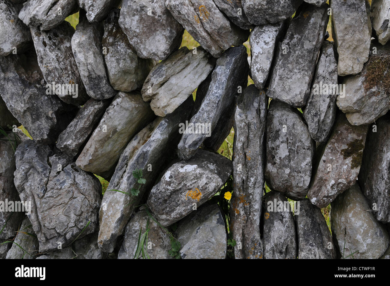 Close up of dry stone wall Burren, County Clare, Ireland. Stone walls ...