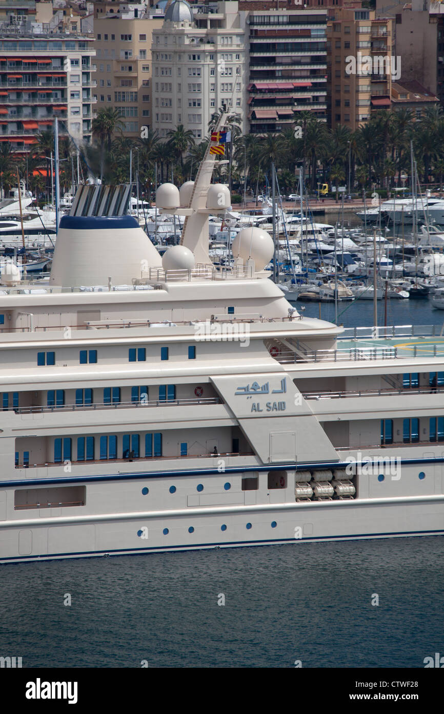 City of Alicante, Spain. Elevated close up view of the luxury yacht Al ...