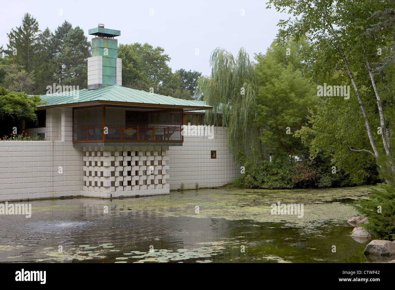 Alden B. Dow home and studio, view of the porch Stock Photo - Alamy