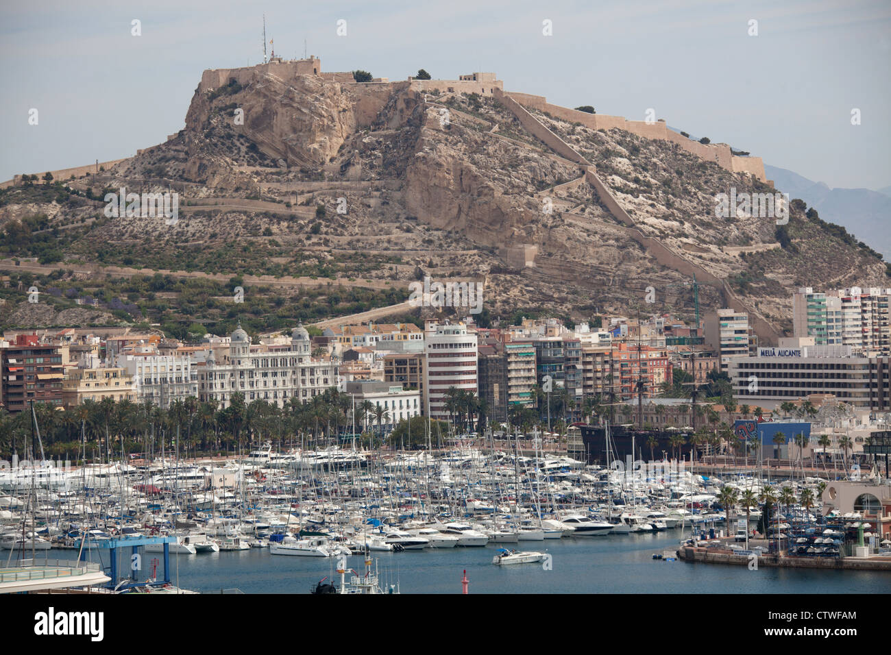 City of Alicante, Spain. The Port of Alicante with the Castle of Santa ...