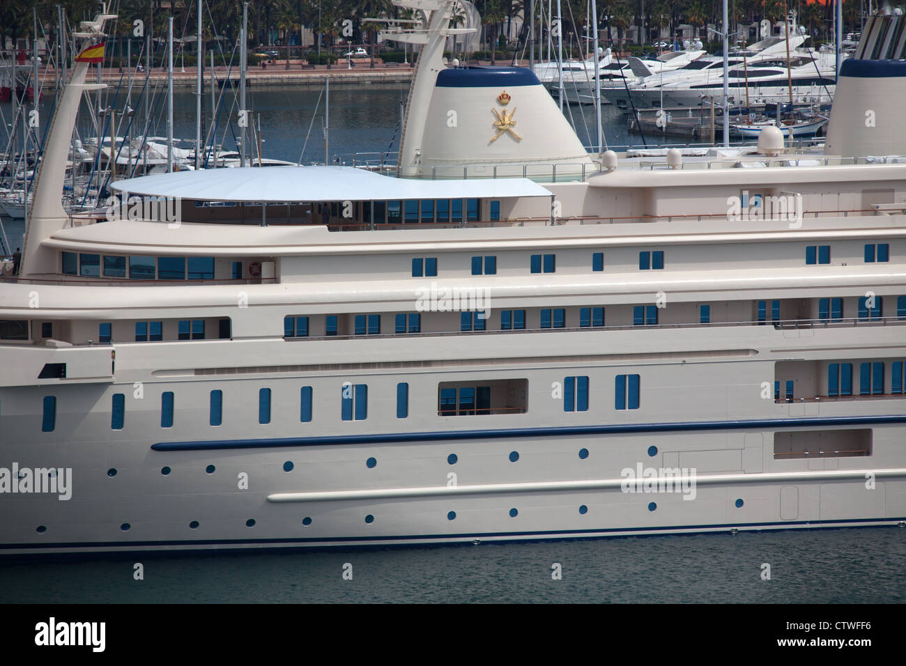 City of Alicante, Spain. Elevated close up view of the luxury yacht Al ...