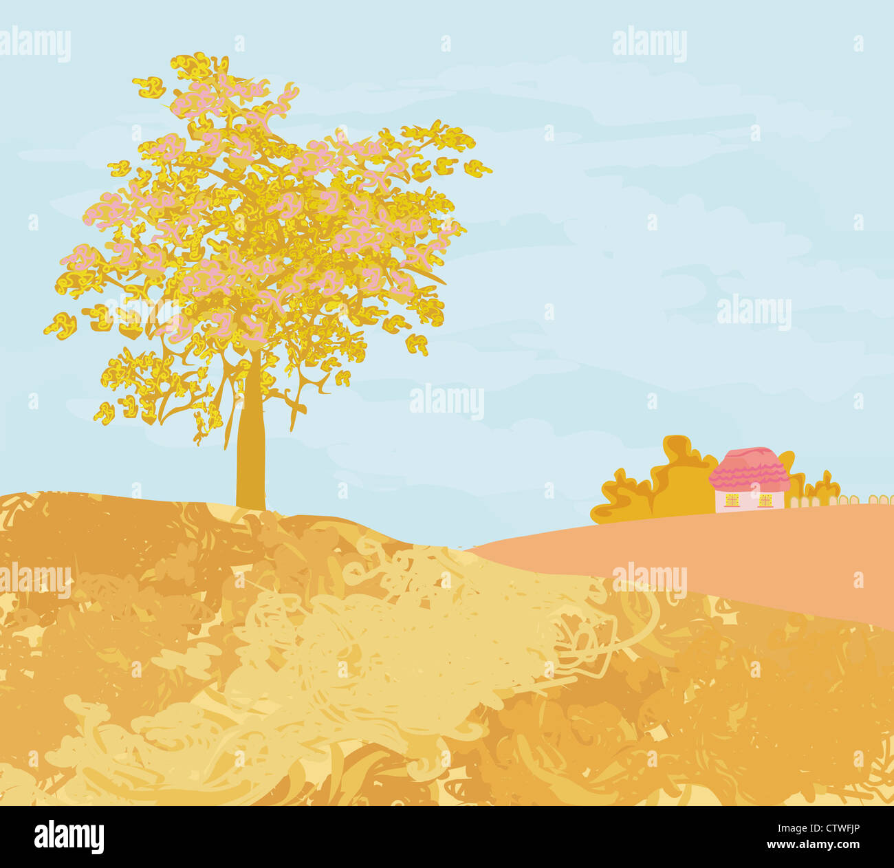 Beautiful vector autumn landscape Stock Photo - Alamy