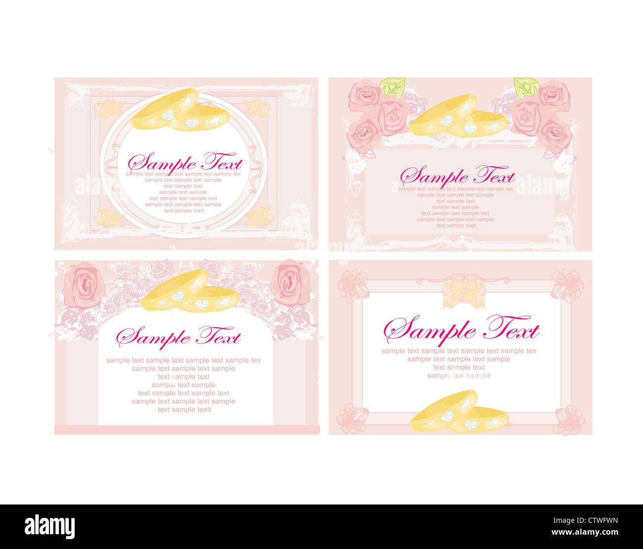 wedding Invitation card with rings set Stock Photo - Alamy