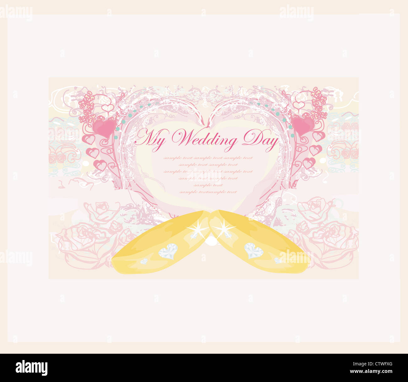 wedding Invitation card with rings Stock Photo - Alamy