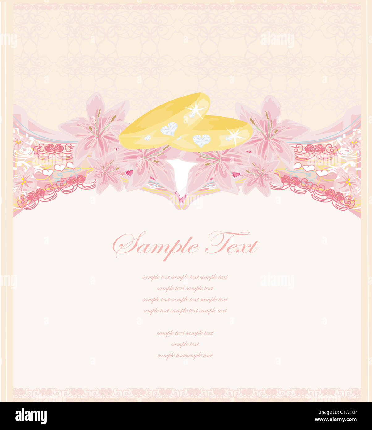 wedding Invitation card with rings Stock Photo - Alamy