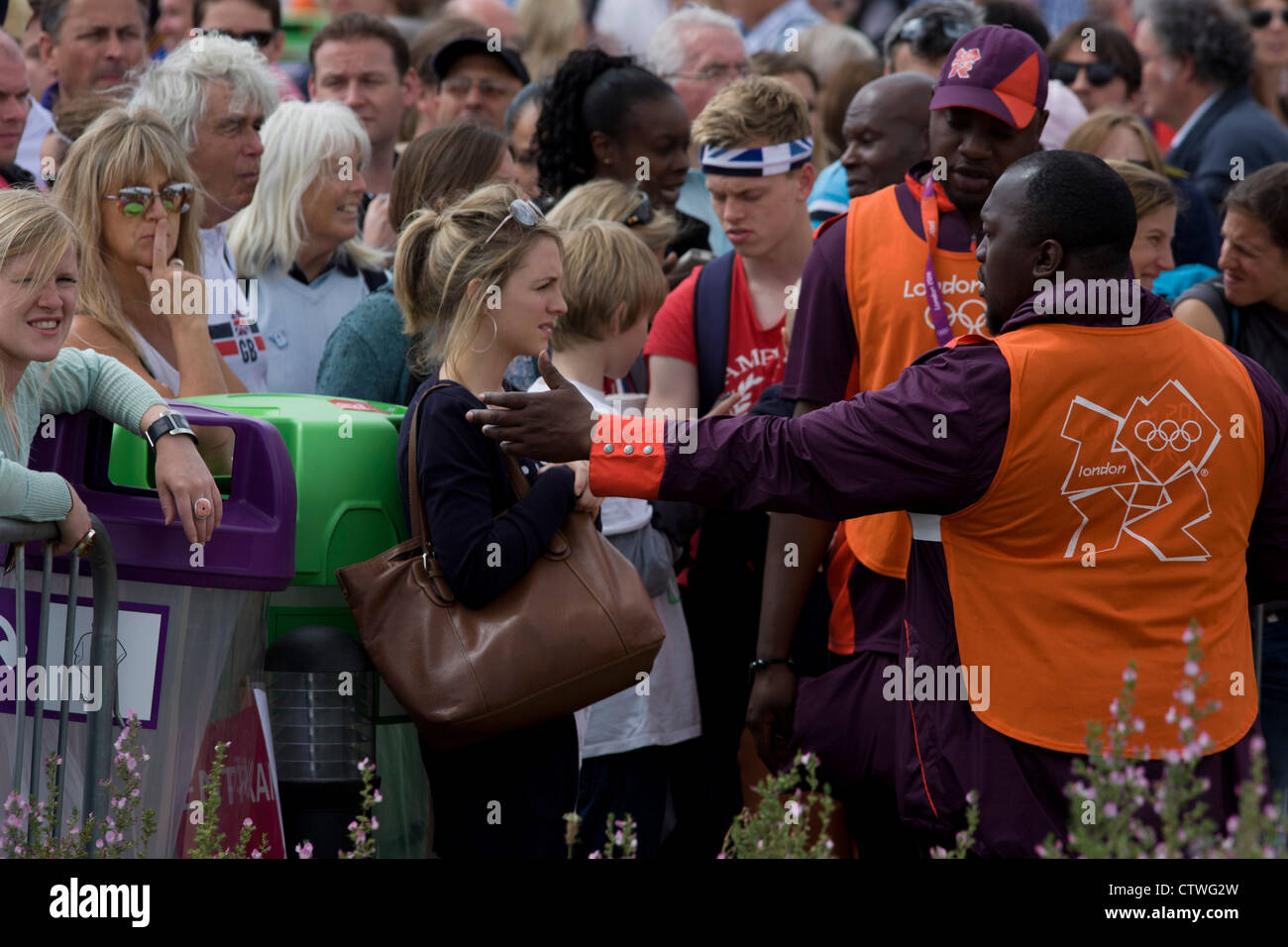 Game Maker volunteers control crowds of spectators in the Olympic Park ...